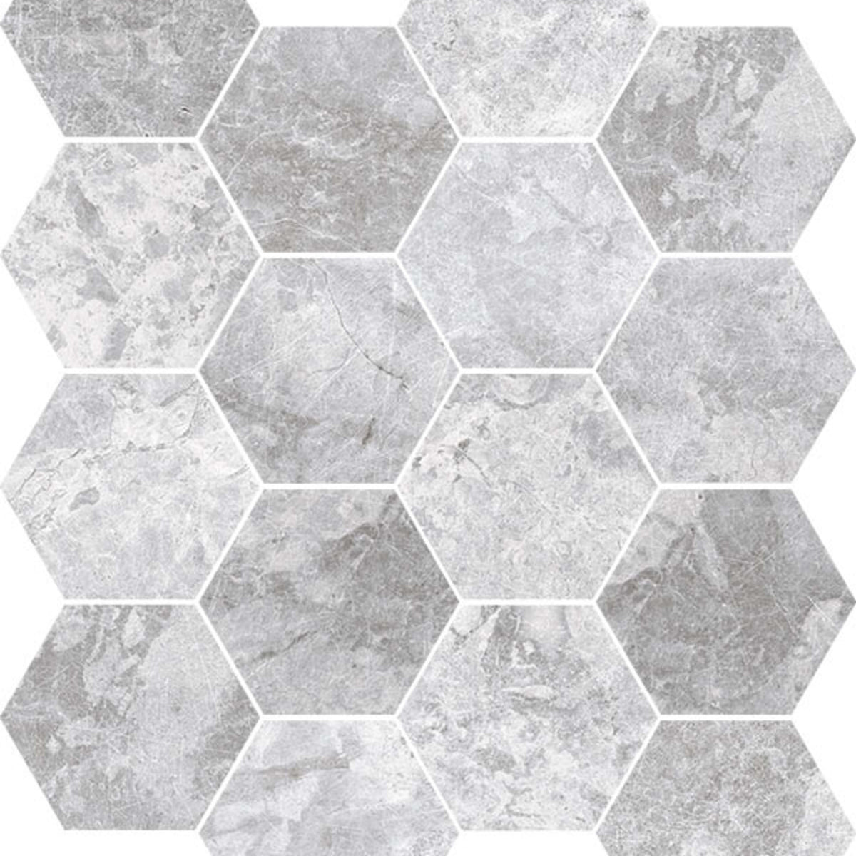 Antica in Grey Marble Hex Mosaic Tile — Atlanta Flooring Design Centers
